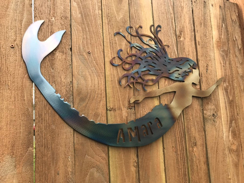 Custom metal personalized mermaid large | SJP Metal Works, LLC