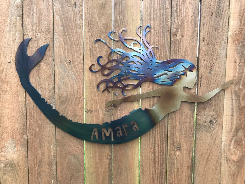 Custom metal personalized mermaid large | SJP Metal Works, LLC