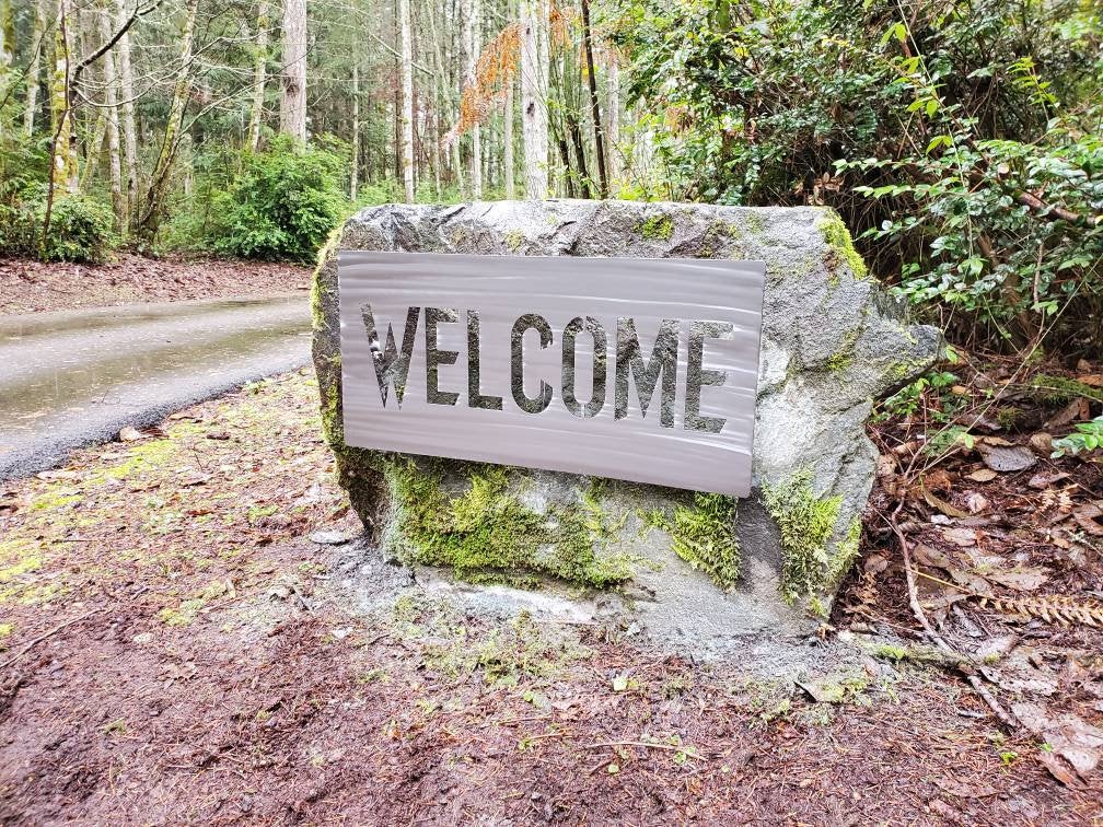 Custom metal welcome sign personalize rock sign | SJP Metal Works, LLC