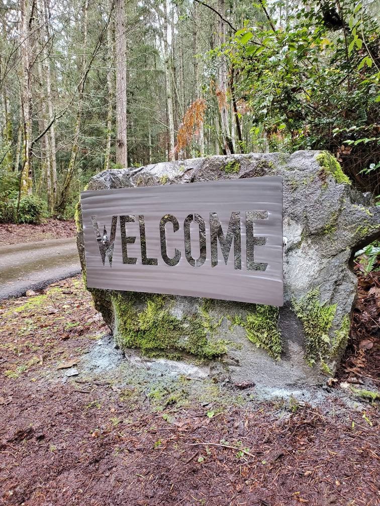 Custom metal welcome sign personalize rock sign | SJP Metal Works, LLC