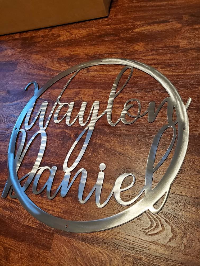 Custom metal name wall mounted sign | SJP Metal Works, LLC